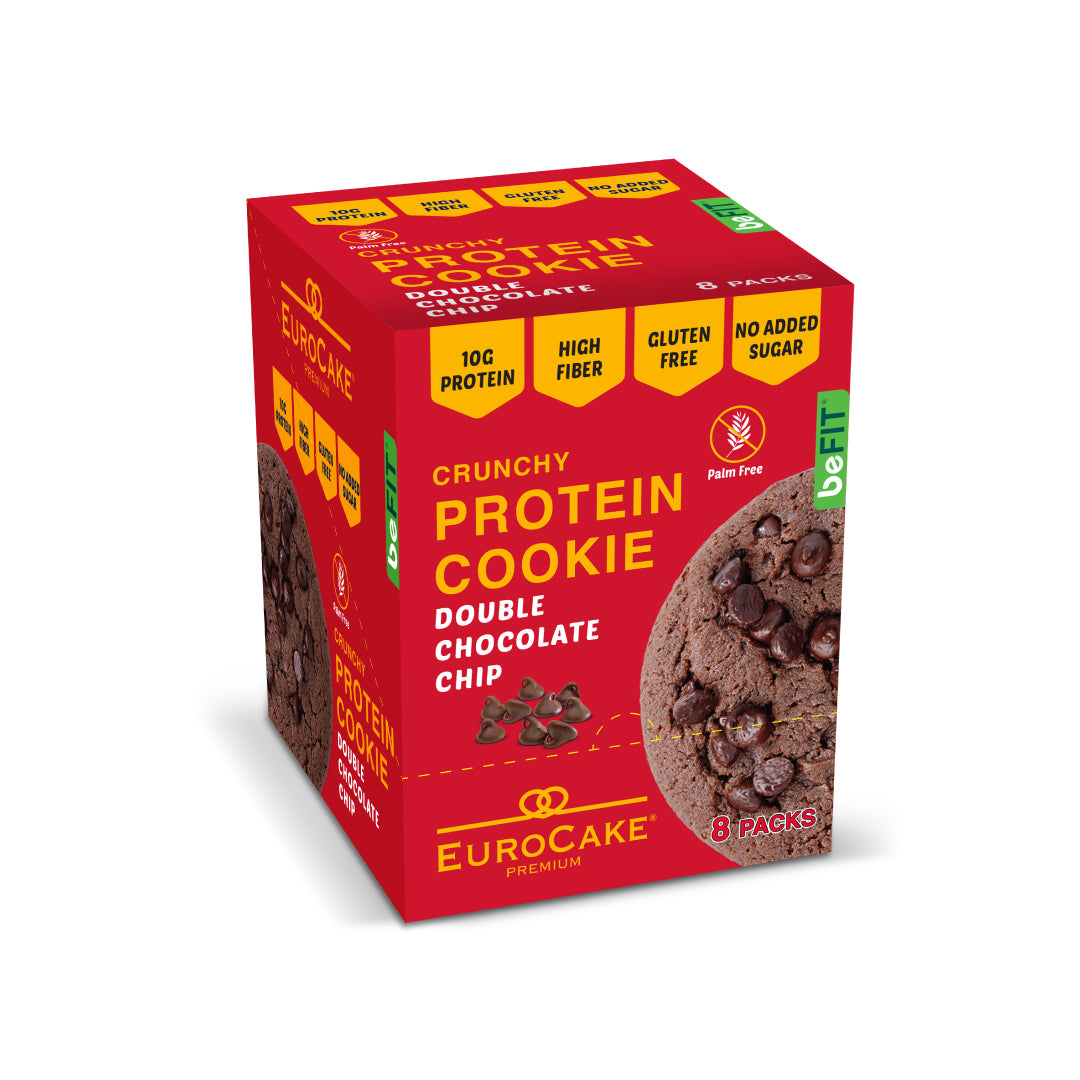 Eurocake Premium Double Chocolate Chip Crunchy Protein Cookies (8Pcs p ...